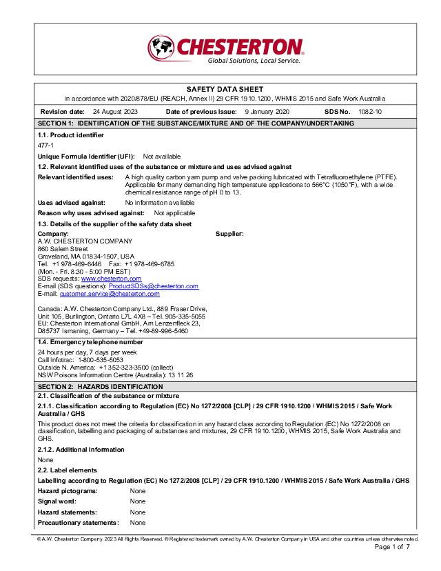 Product Literature Search | Chesterton